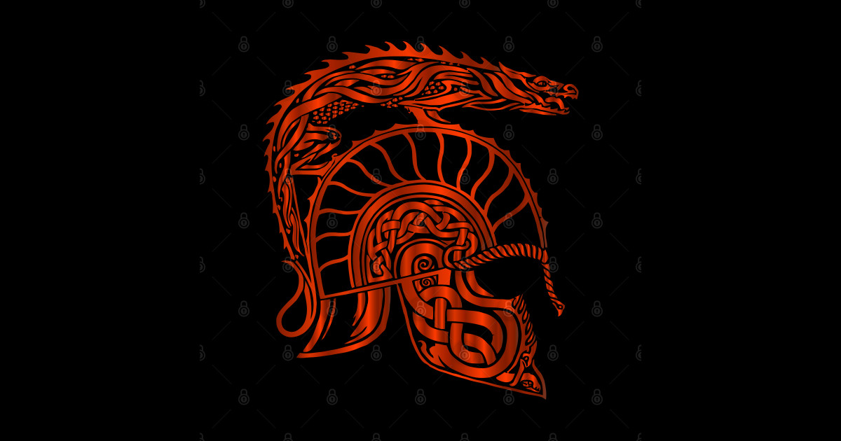 Red Spartan Dragon Helmet Gladiator Design - Gladiator Helmet - Sticker ...