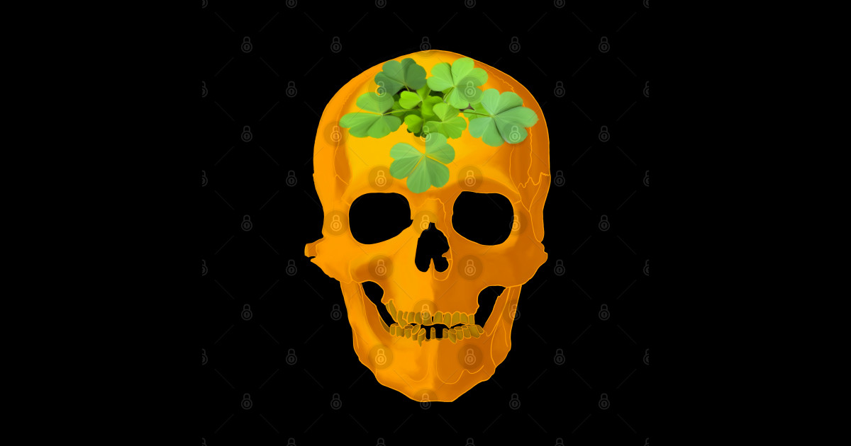Golden Clover Skull - Skull - Sticker | TeePublic