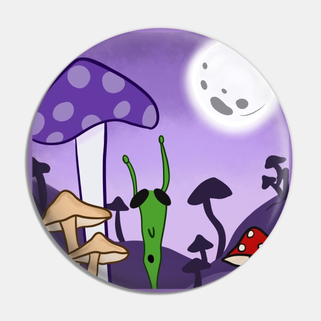 Trippy Alien Mushroom World - Trippy Alien - Pin | TeePublic