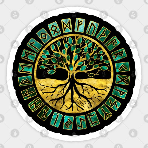 Tree of life -Yggdrasil and Runes alphabet - Tree Of Life - Sticker ...