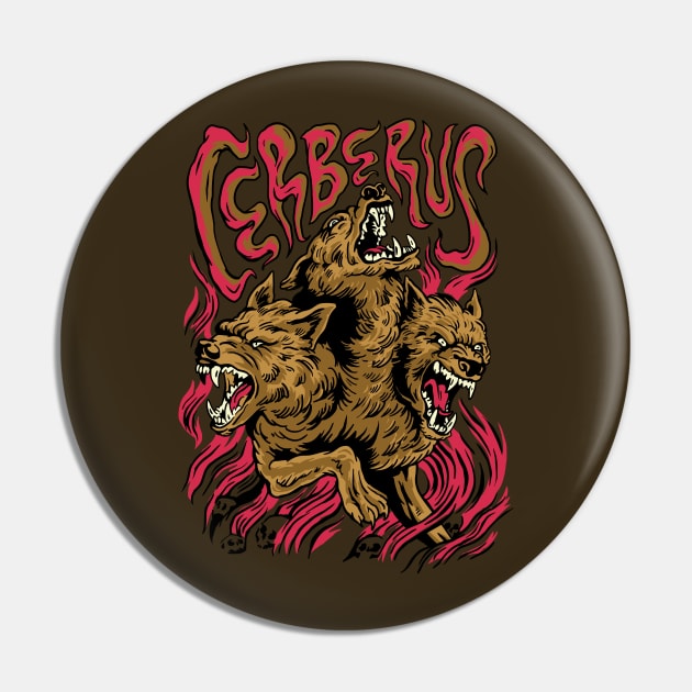 Ancient Greek Mythology Cerberus Illustration - Cerberus - Pin | TeePublic