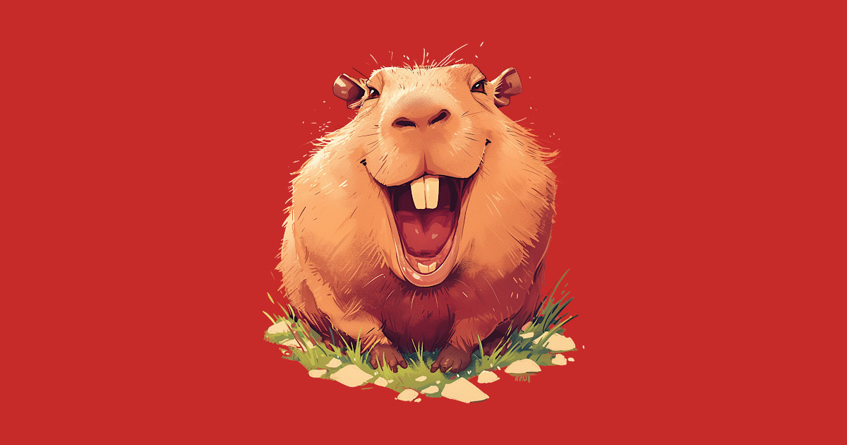 happy capybara - Happy Capybara - T-Shirt | TeePublic