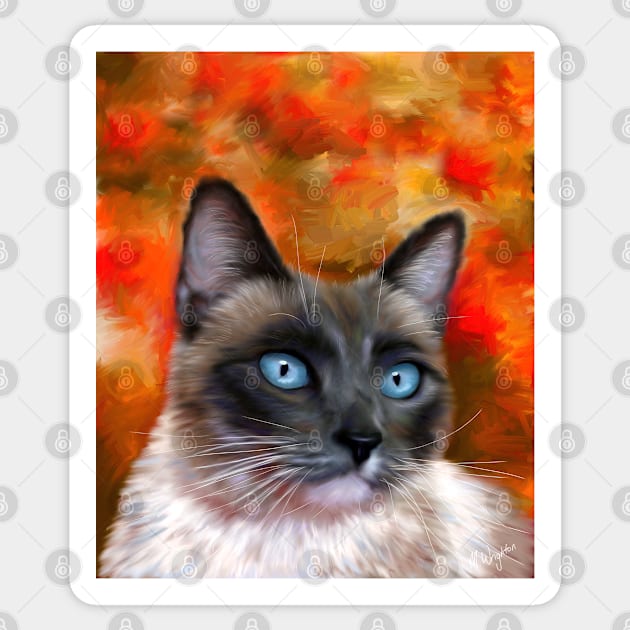 Fire and Ice Siamese Cat Painting - Siamese Cat - Sticker | TeePublic