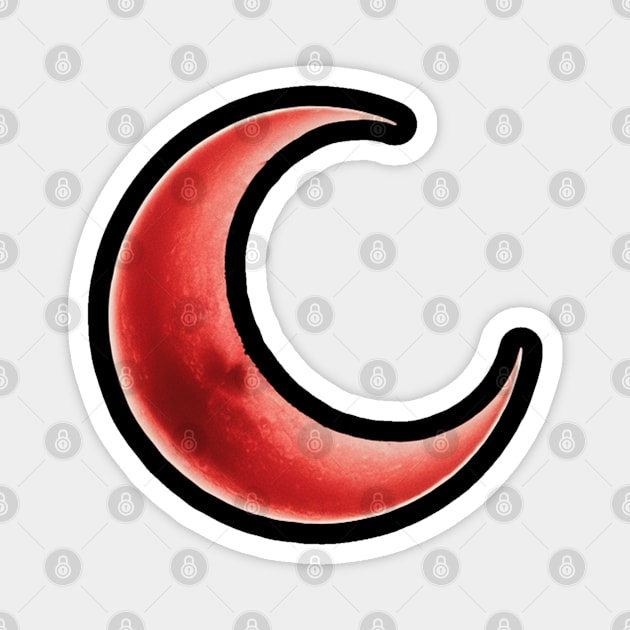 Glowing red crescent moon red moon - Red Moon - Magnet | TeePublic