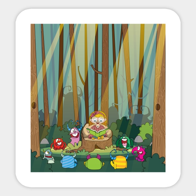 Lil monsters storytime - Cartoons - Sticker | TeePublic