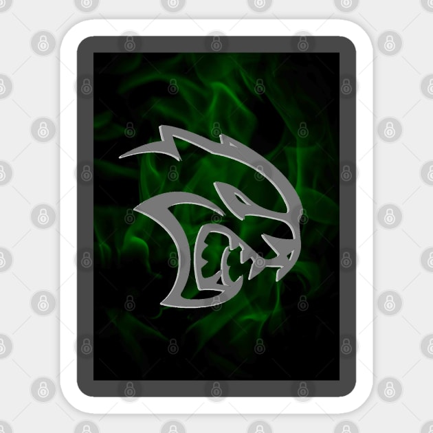Hellcat Green Flames - Hellcat Flames - Sticker | TeePublic