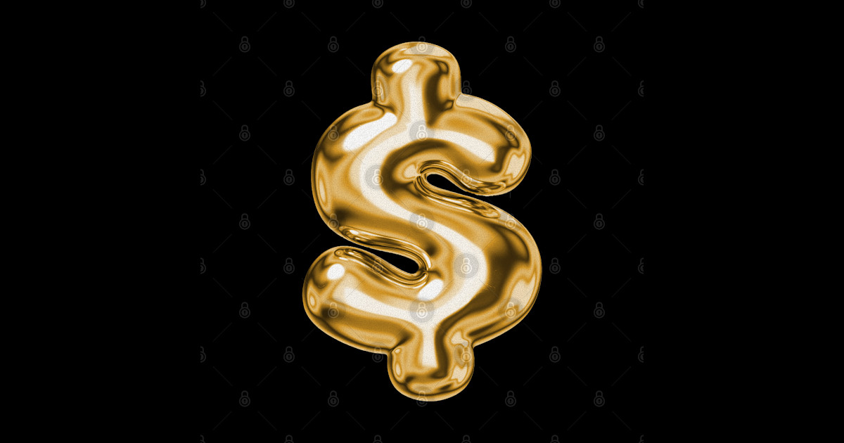 Golden Dollar Sign $ - Dollar Sign - Sticker | TeePublic