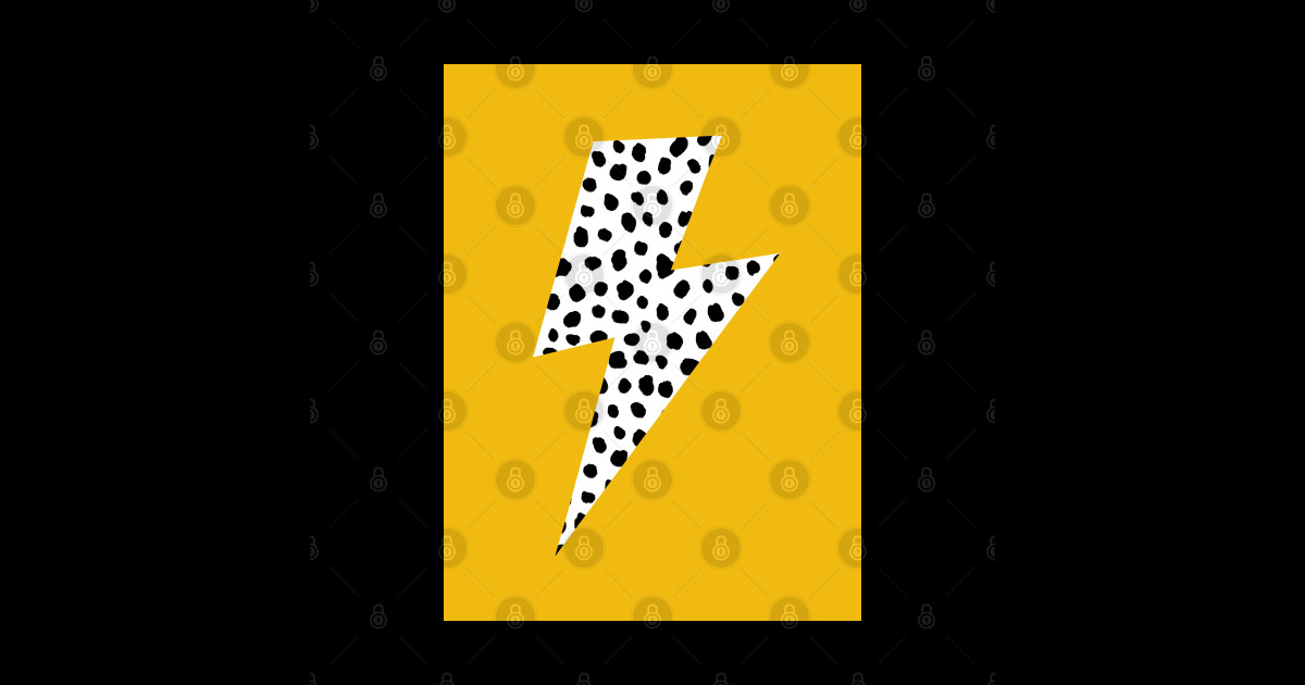 Black and white Spotty Lightning Bolt on Mustard Yellow - Lightning ...