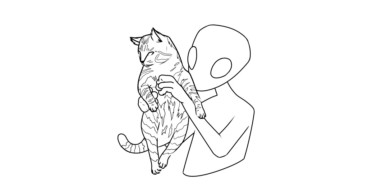 Alien Holding a Cat - Alien - T-Shirt | TeePublic
