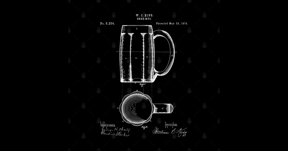 Beer Mug Patent - Craft Beer Art - Blueprint - Beer - Sticker | TeePublic