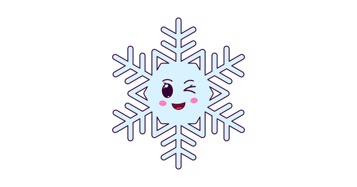 Cartoon Kawaii Snowflake with Winking Face - Kawaii Snowflake - Sticker ...