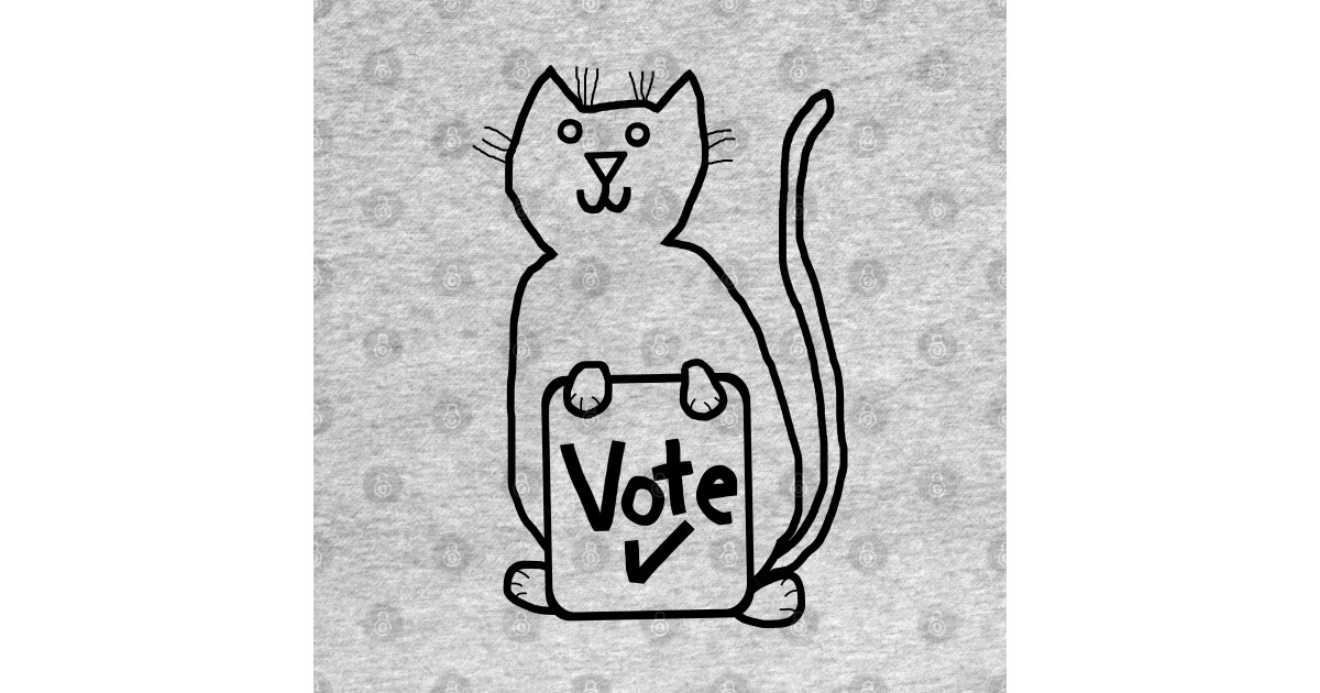 Cute Cat says Animals Vote Minimal Line Drawing - Animals - Sticker ...
