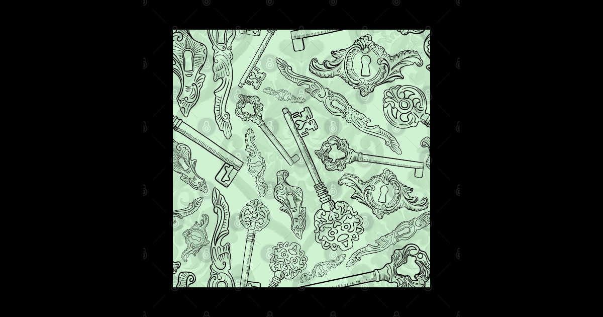 Rococo locks and keys pattern design - Rococo - Sticker | TeePublic