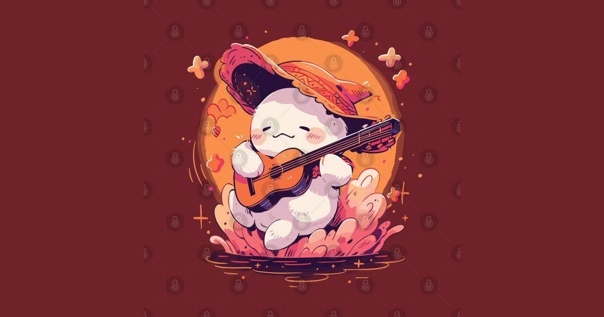 Halloween Ghost Playing Guitar. Spook Cute Monster. - Halloween Ghost ...