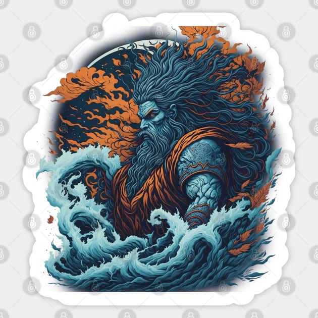 POSEIDON ART ILLUSTRATION - Greek Mythology - Sticker | TeePublic