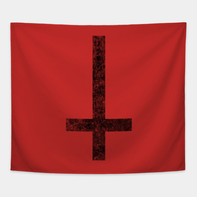 Inverted Cross Black Grunge - Symbol - Tapestry | TeePublic