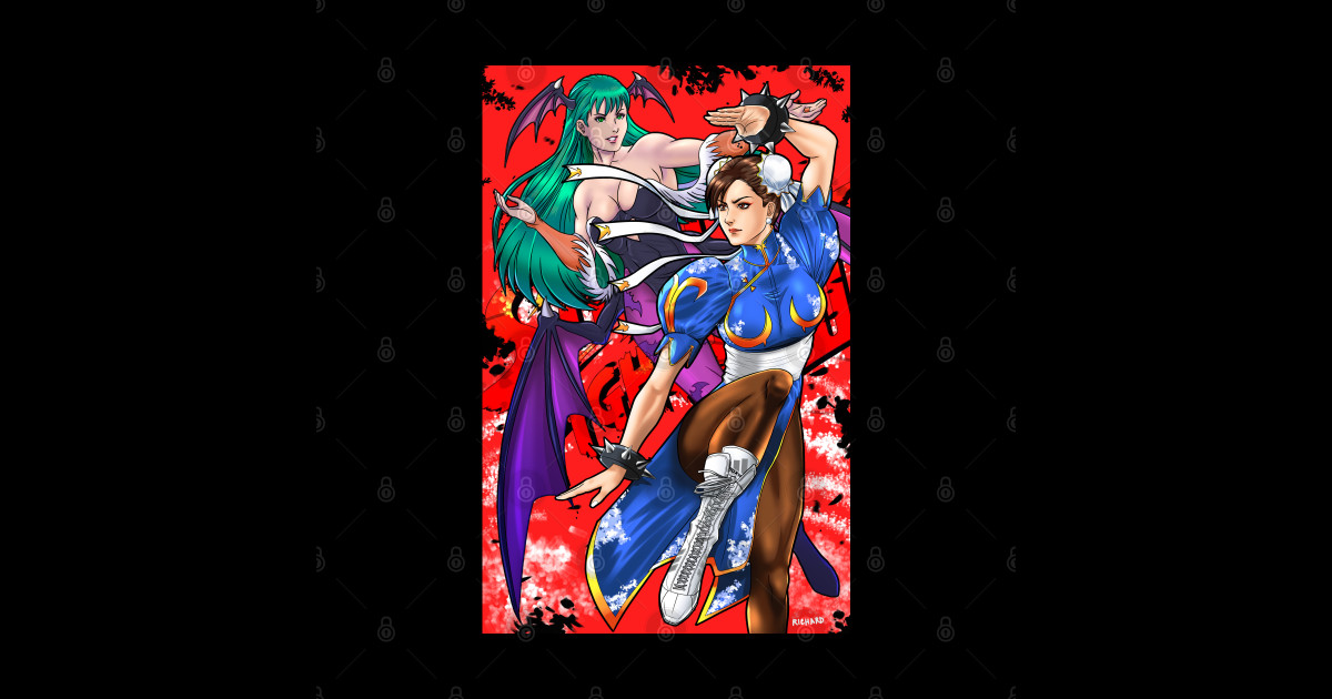 Chun Li and Morrigan - Street Fighter - Sticker | TeePublic