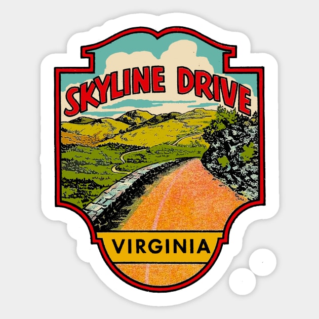 Vintage Skyline Drive Decal - Skyline Drive - Sticker | TeePublic
