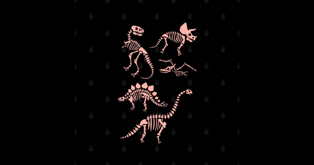 Dinosaurs Fossils on Pink - Dinosaur - Posters and Art Prints | TeePublic