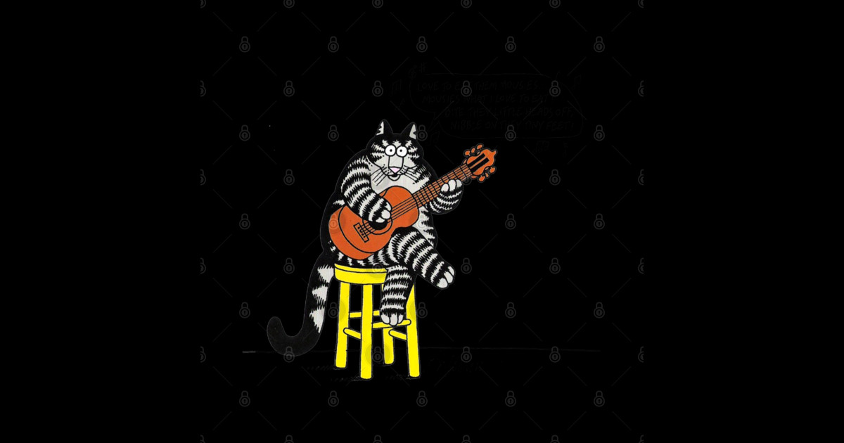B Kliban Cat Guitar - Cat - Sticker | TeePublic