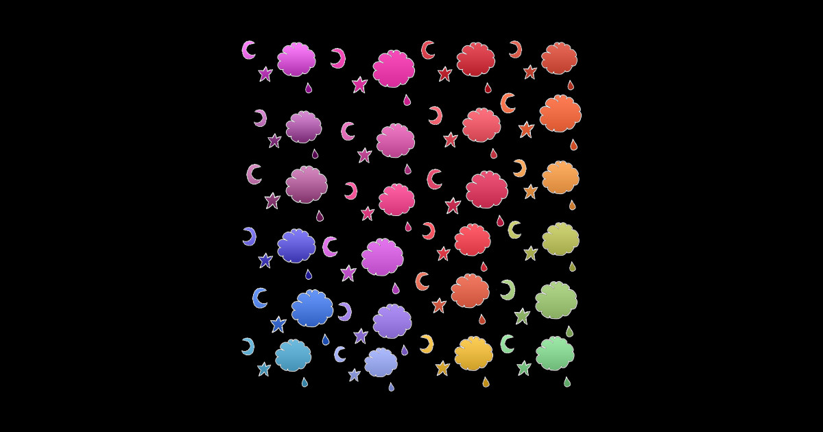 Rainbow Clouds, Moon, Stars & Raindrops - Rainbow - Sticker | TeePublic