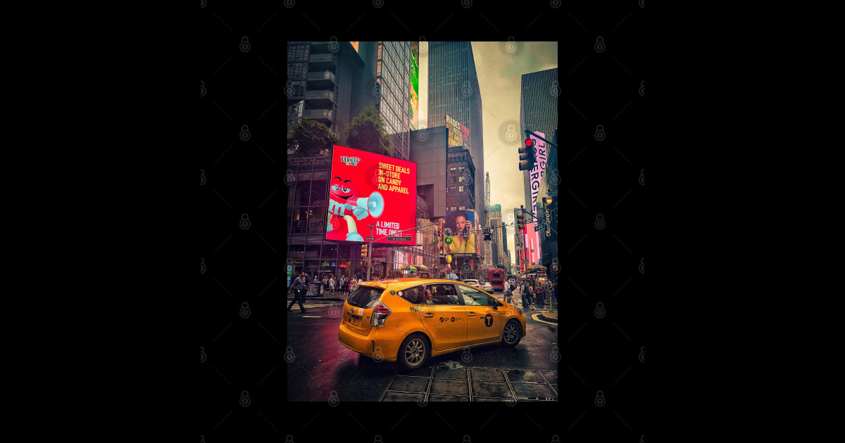 The Yellow Cab in Times Square, Manhattan, NYC - Yellow Cab - Sticker ...