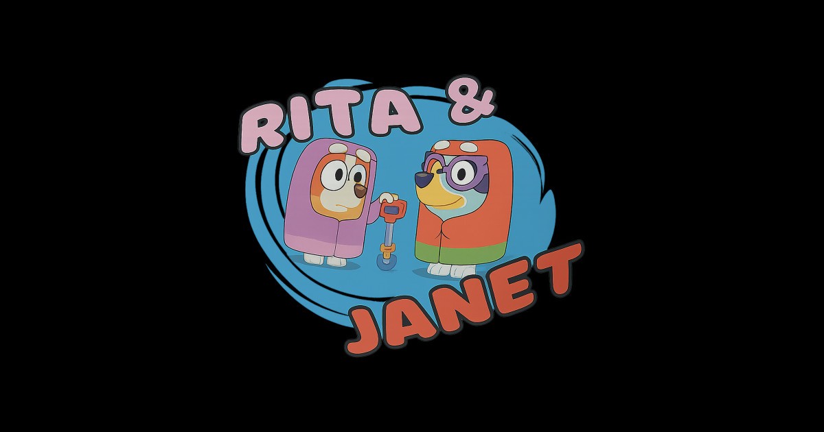 Cute Bluey Rita And Janet Vintage Cartoon - Bluey - Sticker | TeePublic