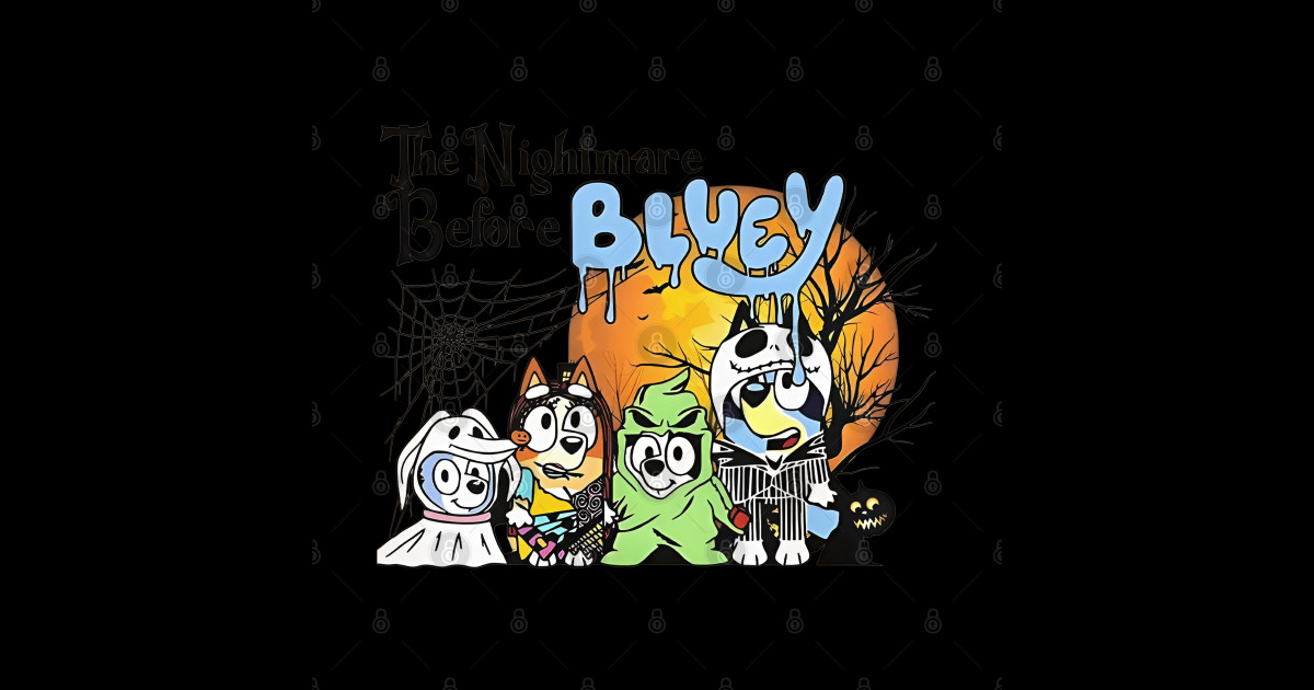 The Nightmare Before Bluey Halloween Cartoon Parody Art - Bluey ...