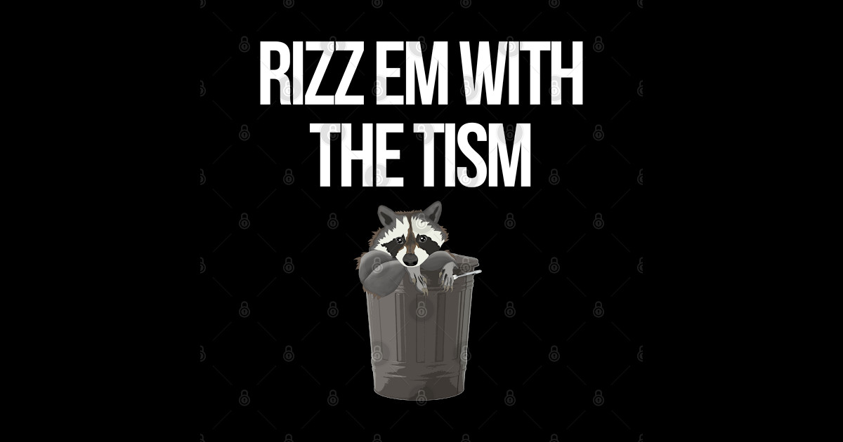 Rizz 'Em With the 'Tism Raccoon Funny Autism memes Rizzler - Rizz Em ...