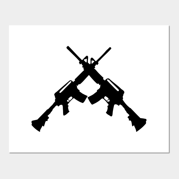 Crossed Guns - M4 Carbines Silhouette Logo - Guns - Posters and Art ...