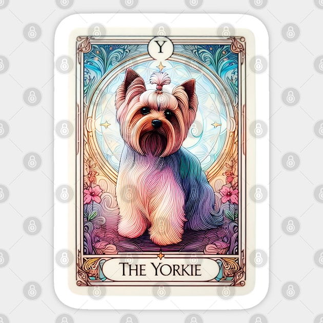 The Yorkie Terr Tarot - Yorkshire Terrier - Sticker | TeePublic