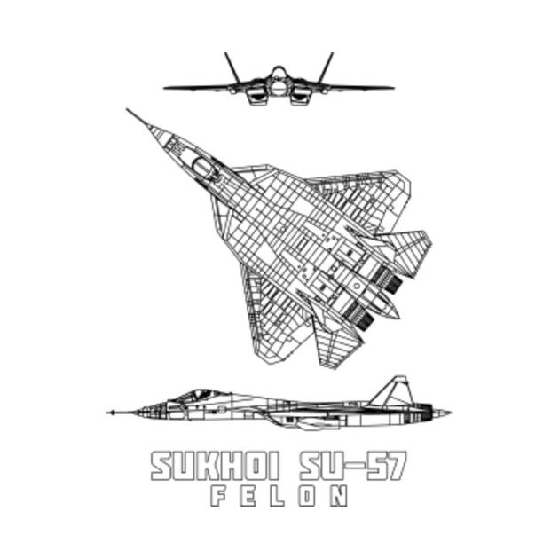 Sukhoi Su-57 Russian Stealth Fighter Plane Blueprint Diagrams Gift - Sukhoi Su 57 Russian Plane ...