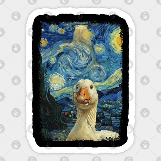 Van Gogh Starry Night Alien UFO Selfie Silly Goose - Starry Night Goose ...