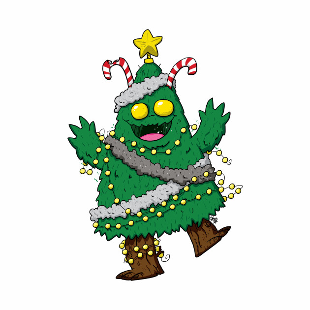 Christmas Monster - Pine Tree - Baseball T-Shirt | TeePublic