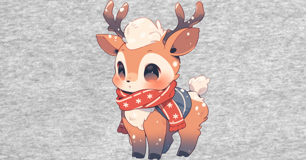 Cute Kawaii Reindeer: Spread Holiday Cheer! - Cute Reindeer - T-Shirt ...