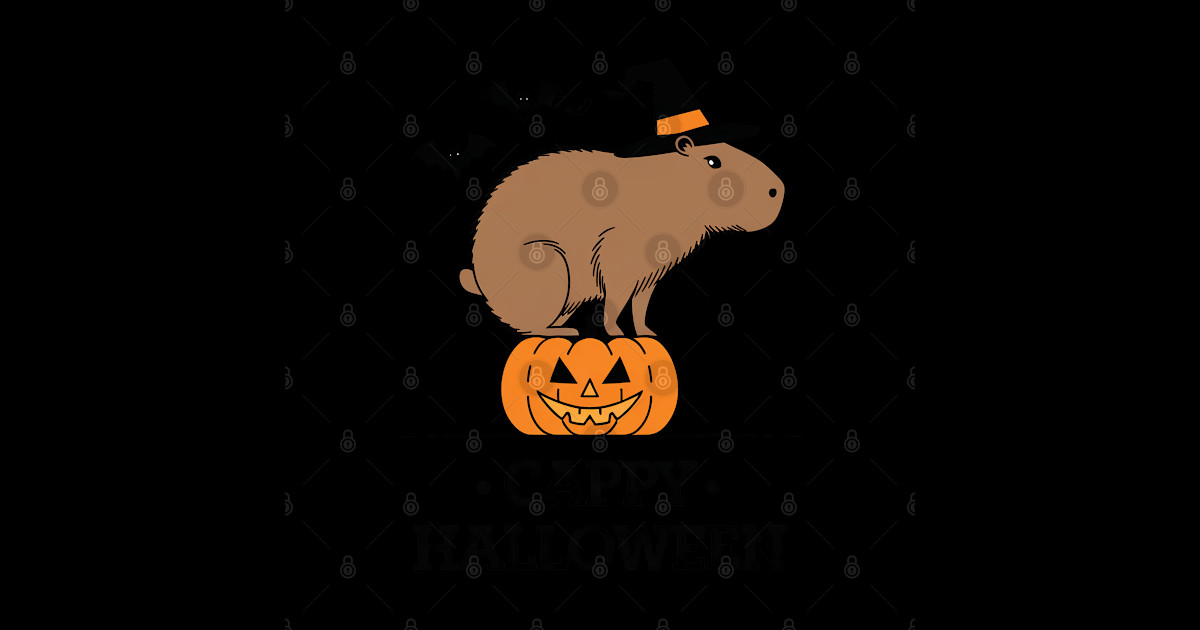 Cappy Capy Halloween Capybara Kawaii Witch - Cappy Halloween - Sticker ...