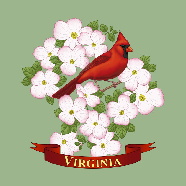 Virginia State Cardinal Bird and Dogwood Flower - Birds - Tank Top ...