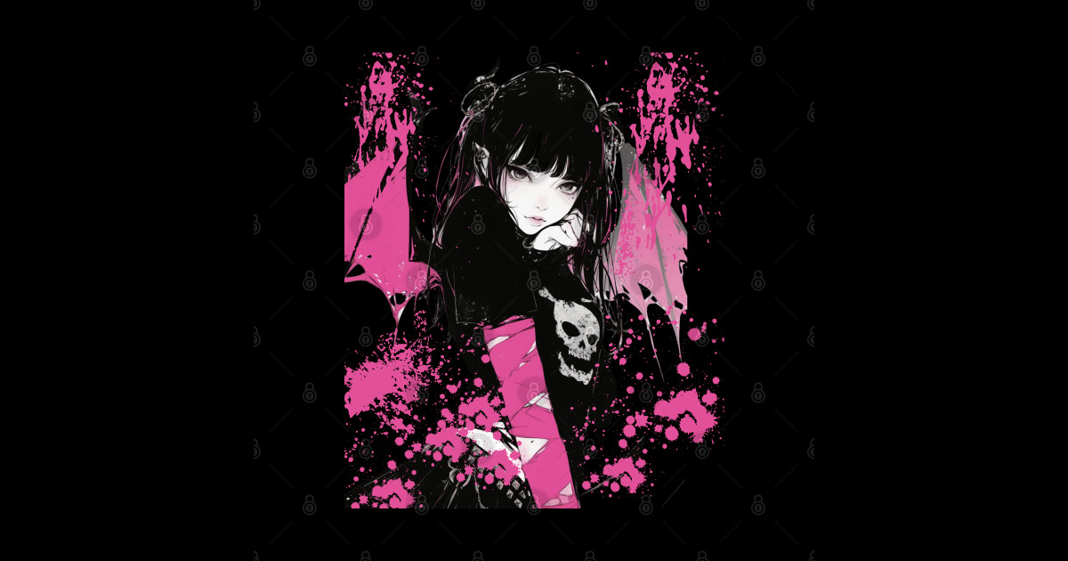 Goth Grunge Demon Anime Girl - Goth Anime - Sticker | TeePublic