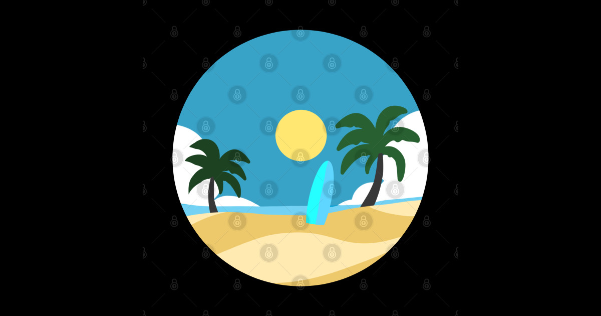 beach sea ocean cartoon - Beach - Sticker | TeePublic