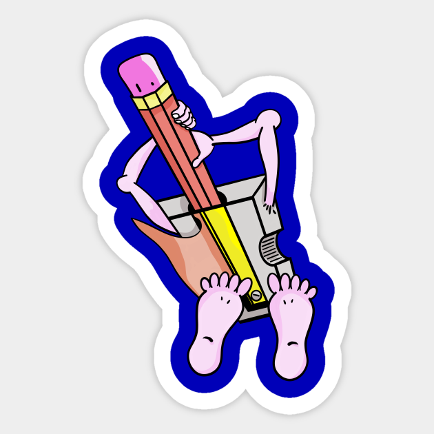 Funny Cartoon Pencil Sharpener - Art - Sticker | TeePublic