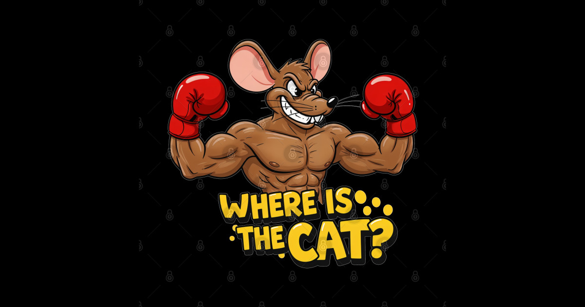Muscular Boxing Mouse - Funny Cartoon Design - Muscular Mouse - Sticker ...