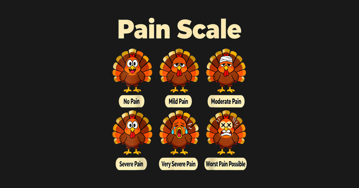 Funny Turkey Pain Scale Medical Humor Thanksgiving Dinner - Funny ...
