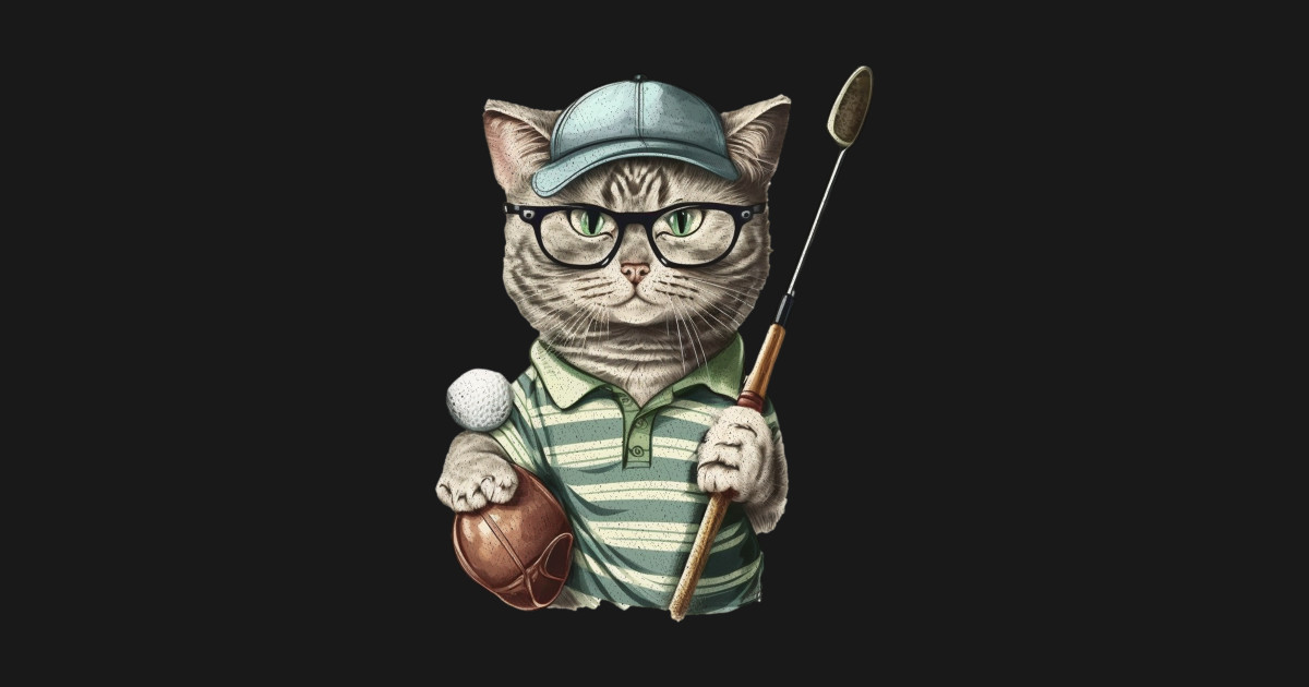 Vintage cat playing golf funny golfer kitties pet lover - Cat Lover - T ...