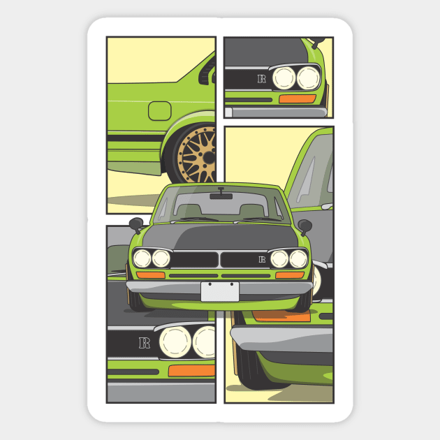 Green Hakosuka Skyline GT-R - Hakosuka - Sticker | TeePublic