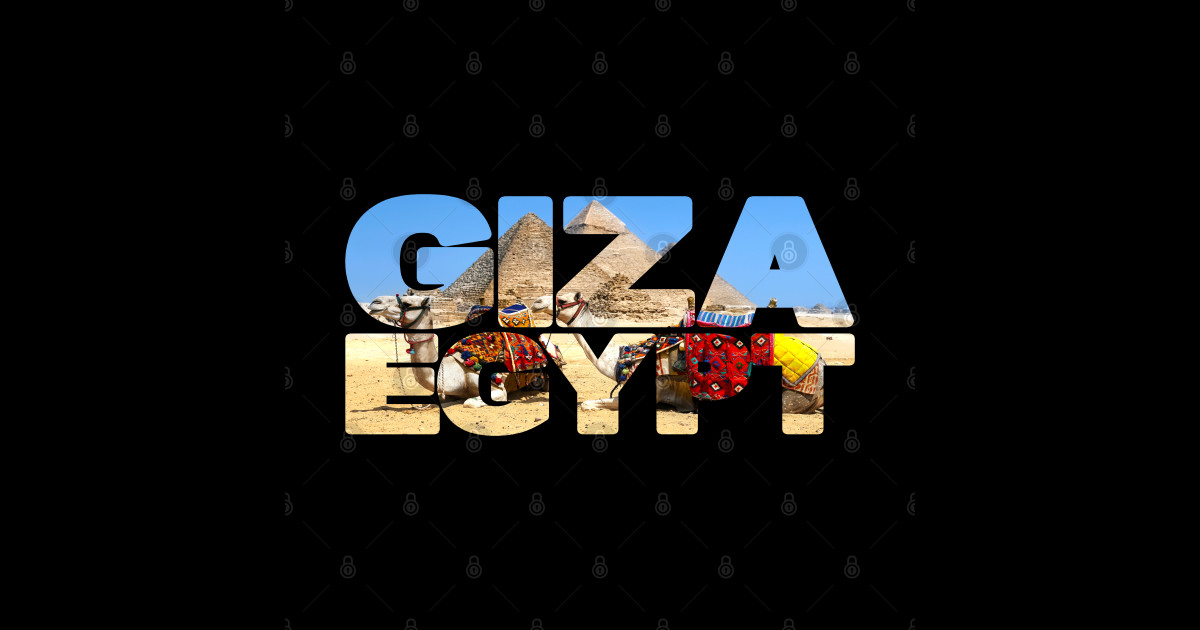 GIZA EGYPT Ancient Pyramids with Camels - Giza - Sticker | TeePublic