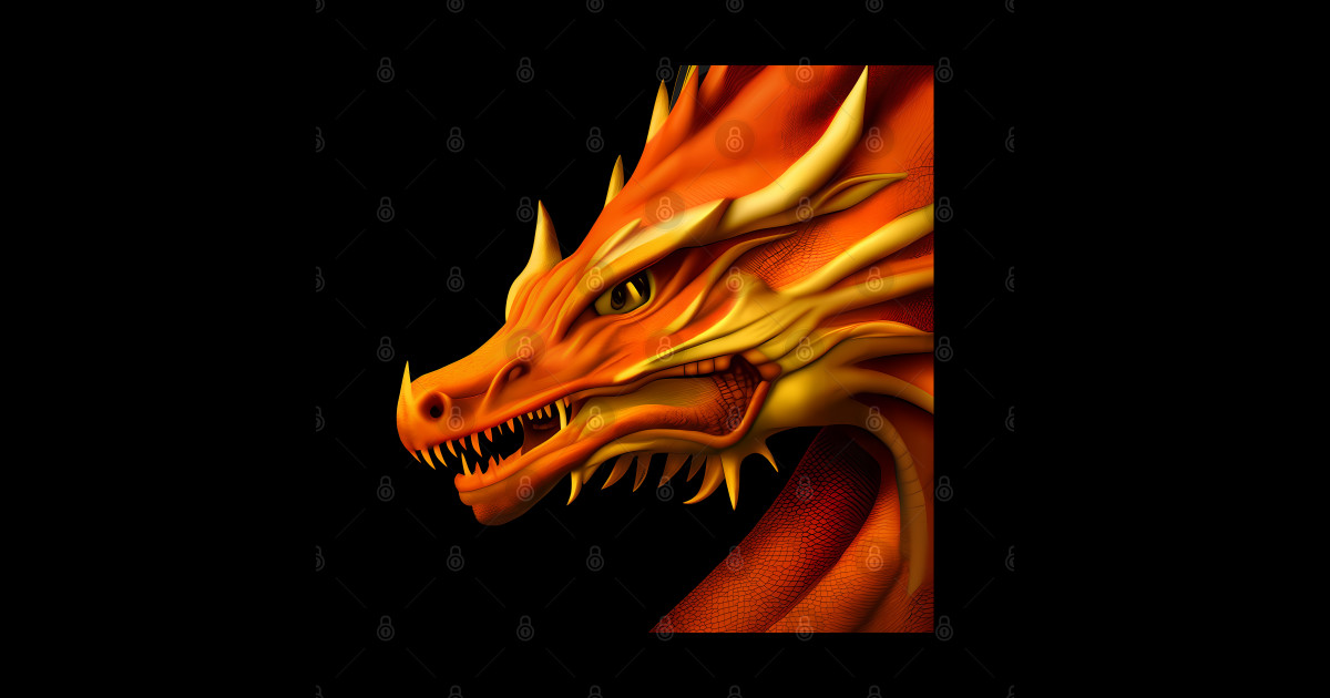 Orange Chinese Dragon - Dragon - Posters and Art Prints | TeePublic