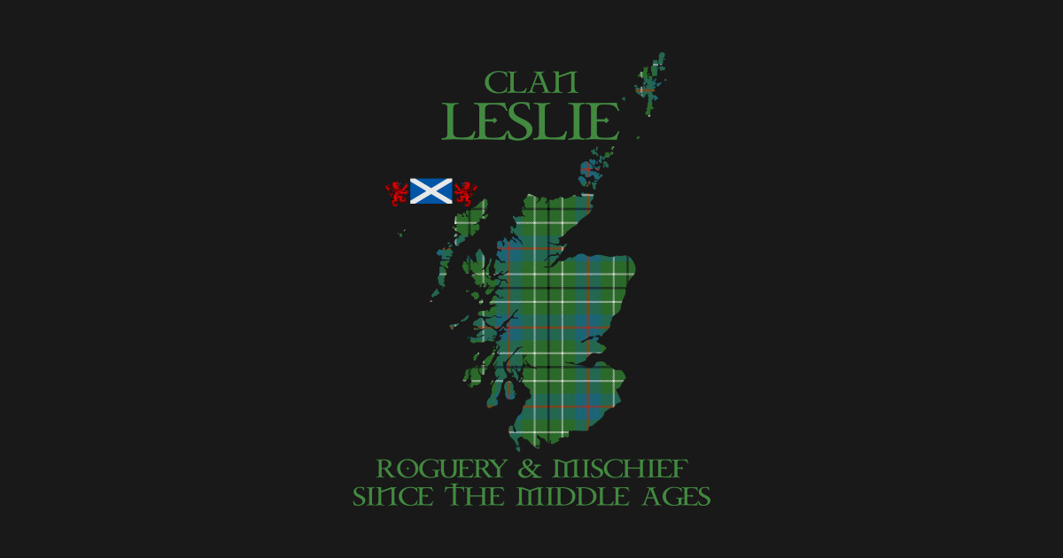 Clan Leslie of Wards tartan Scotland map Saltire flag and lion rampant ...