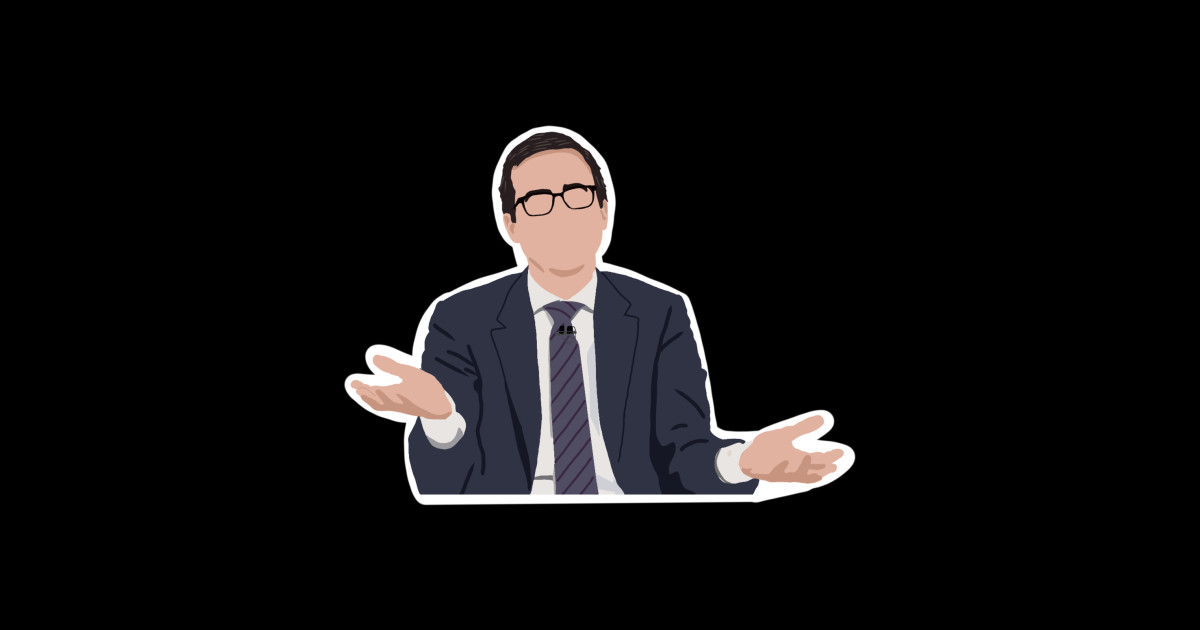 John Oliver at his iconic desk - John Oliver - Sticker | TeePublic