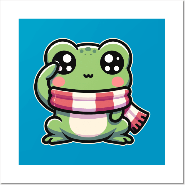 Saluting Frog Cute Kawaii Toad Lover - Kawaii Frog - Posters and Art ...