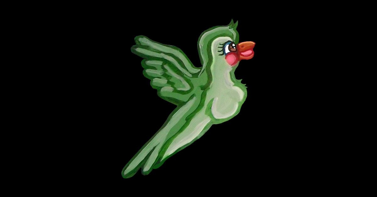 Cute Flying Green Cartoon Bird - Green Parrot - Sticker | TeePublic